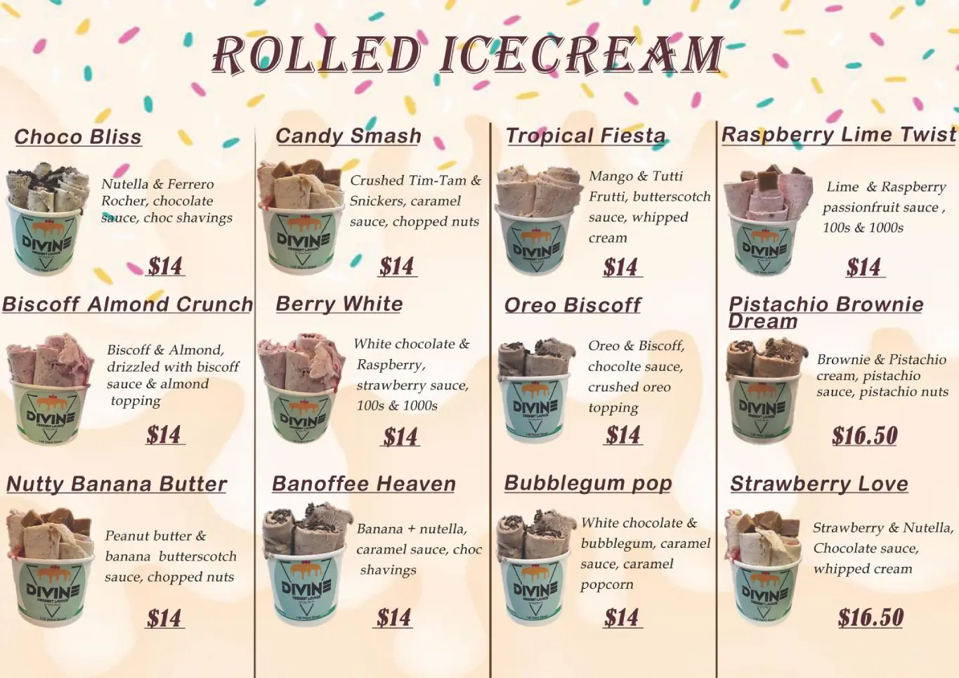Our Menu - Divine Dessert Lounge